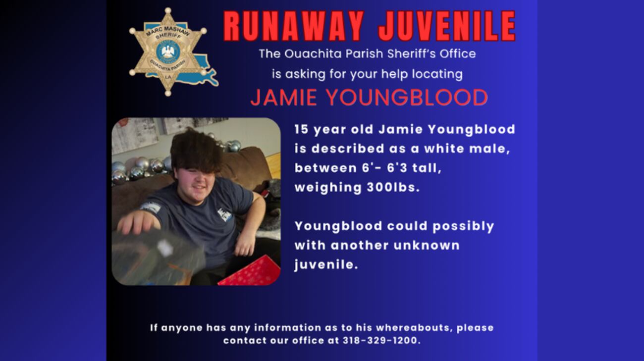 Ouachita Parish Sheriffs Office Searching For Missing 15 Year Old